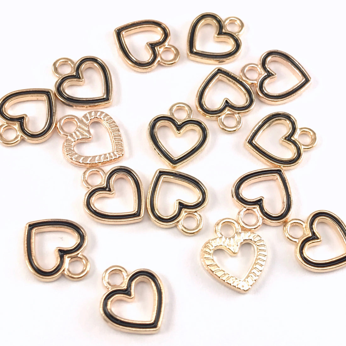 Enamel Black Heart Outline Charms For Jewelry Making, 12mm - 15 pack ...